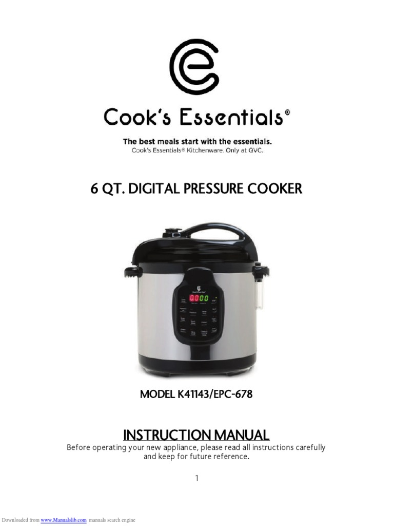 QVC Cook's Essential Pressure Cooker | PDF
