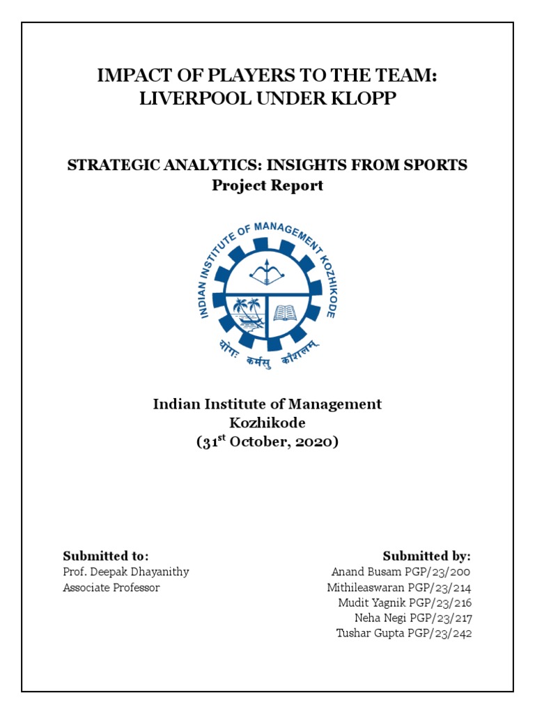 Impact of Players To The Team: Liverpool Under Klopp: Strategic ...