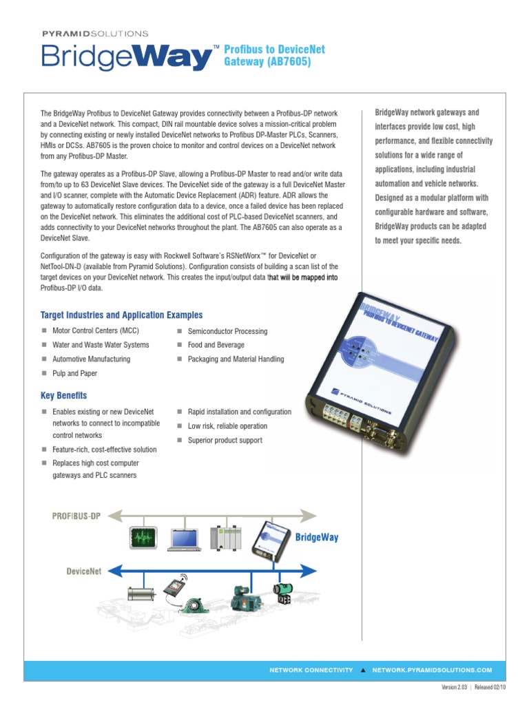 Bridgeway - Profibus To DeviceNet Gateway (AB7605) - 0811 | PDF | Programmable Logic Controller ...