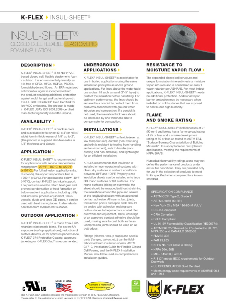 K-Flex Insul-Sheet | PDF | Duct (Flow) | Building Engineering