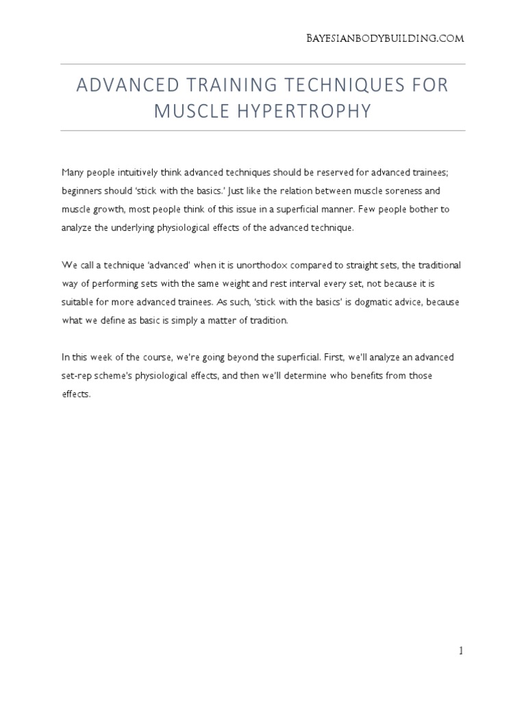 Advanced Training Techniques For Muscle Hypertrophy PDF | PDF ...