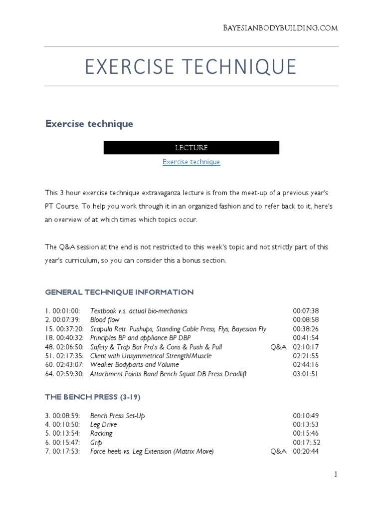 Exercise Technique & Mind-Muscle Connection | PDF