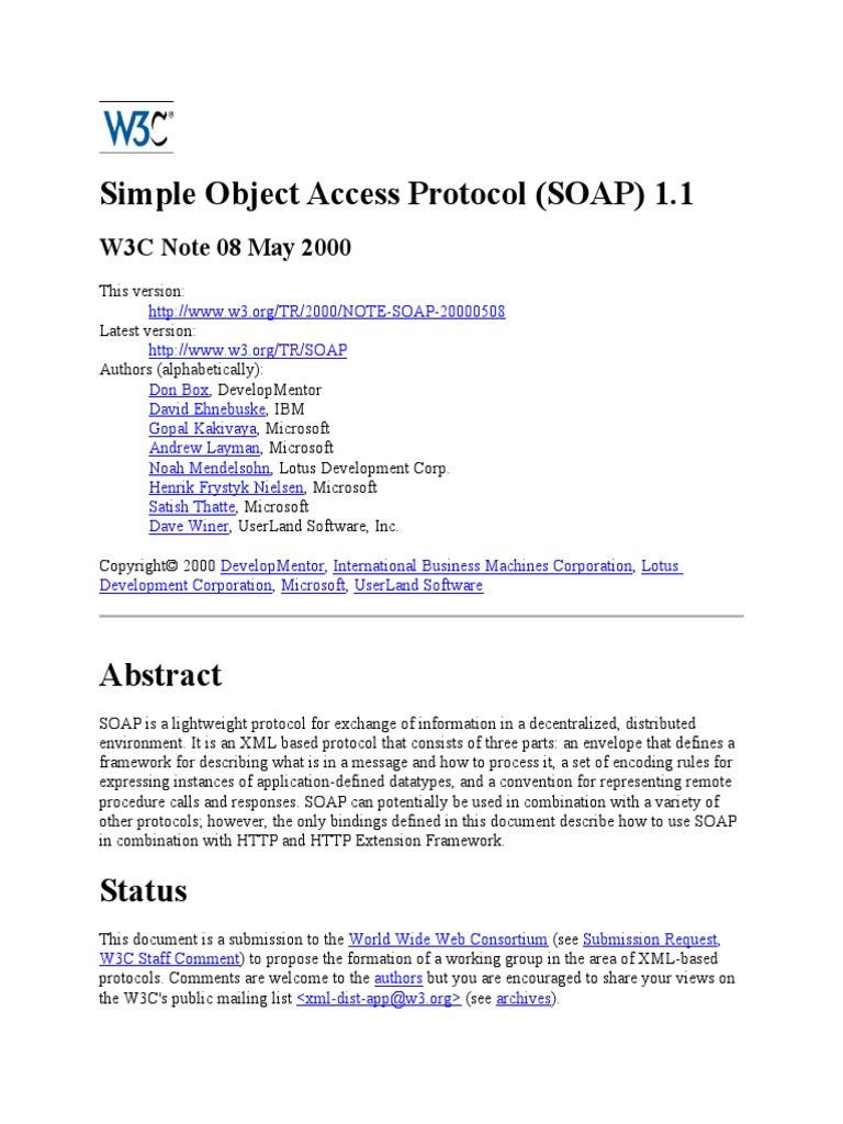 Simple Object Access Protocol | PDF | Software Engineering | Soap