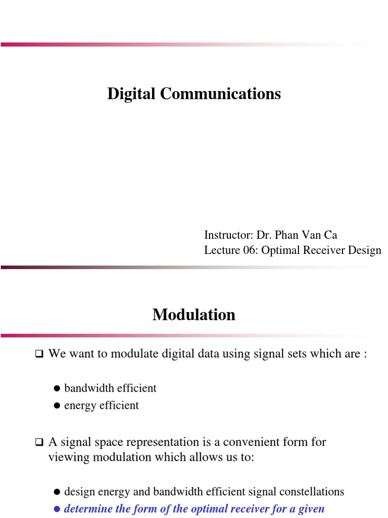 Optimal Receiver Design Guide | PDF | Modulation | Applied Mathematics