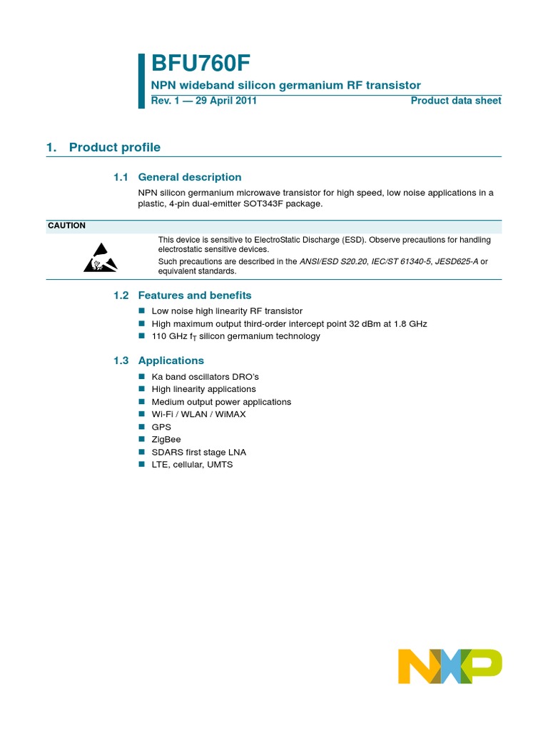 BFU760F: 1. Product Profile | PDF | Bipolar Junction Transistor ...