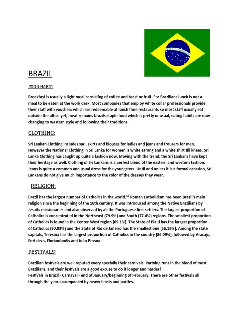 Brazilian Cutlure | PDF | Brazil | Meal