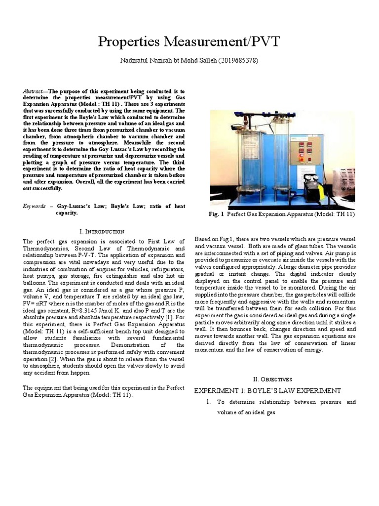Properties Measurement-PVT) PDF | PDF | Gases | Heat