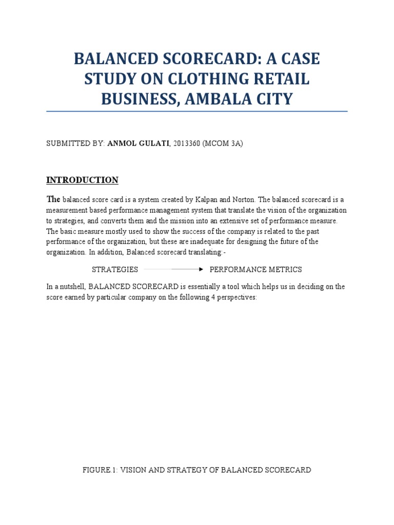 Balanced Scorecard: A Case Study On Clothing Retail Business, Ambala ...