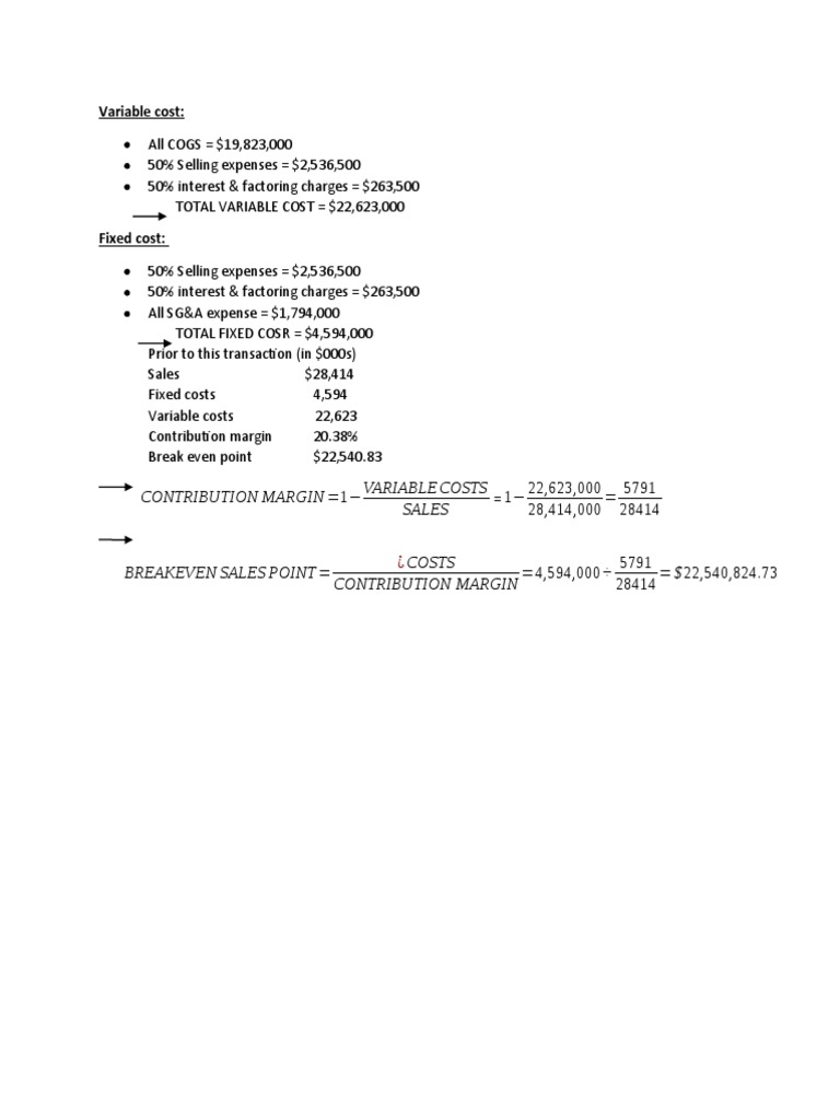 Variable Cost:: Contribution Margin 1 Variablecosts Sales Costs ...