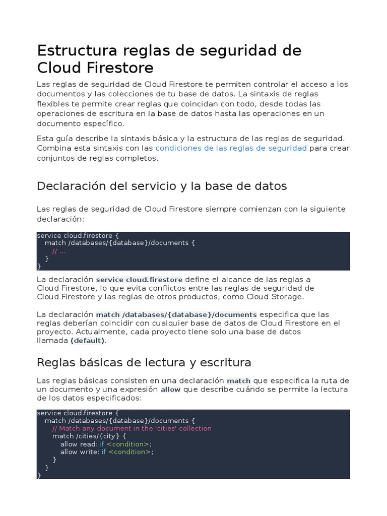 04 - Estructura Reglas de Seguridad de Cloud Firestore | PDF | Gestión de tecnología de la ...