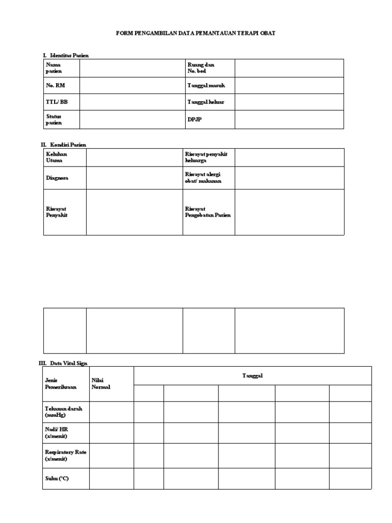 Form Pengambilan Data Pemantauan Terapi Obat | PDF