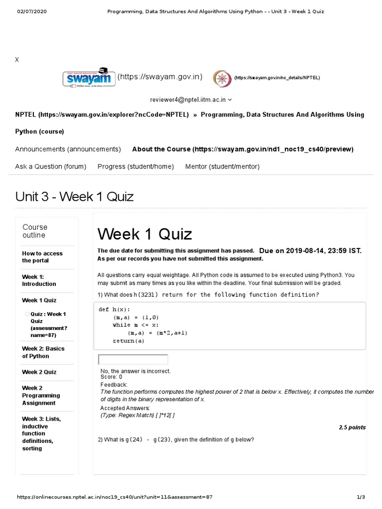 Unit 3 - Week 1 Quiz | PDF | Computer Programming | Function (Mathematics)