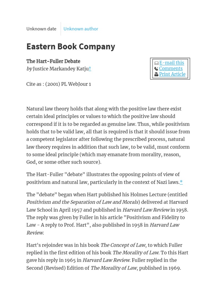 Hart-Fuller Debate on Law and Morality | PDF | Jurisprudence | Positivism
