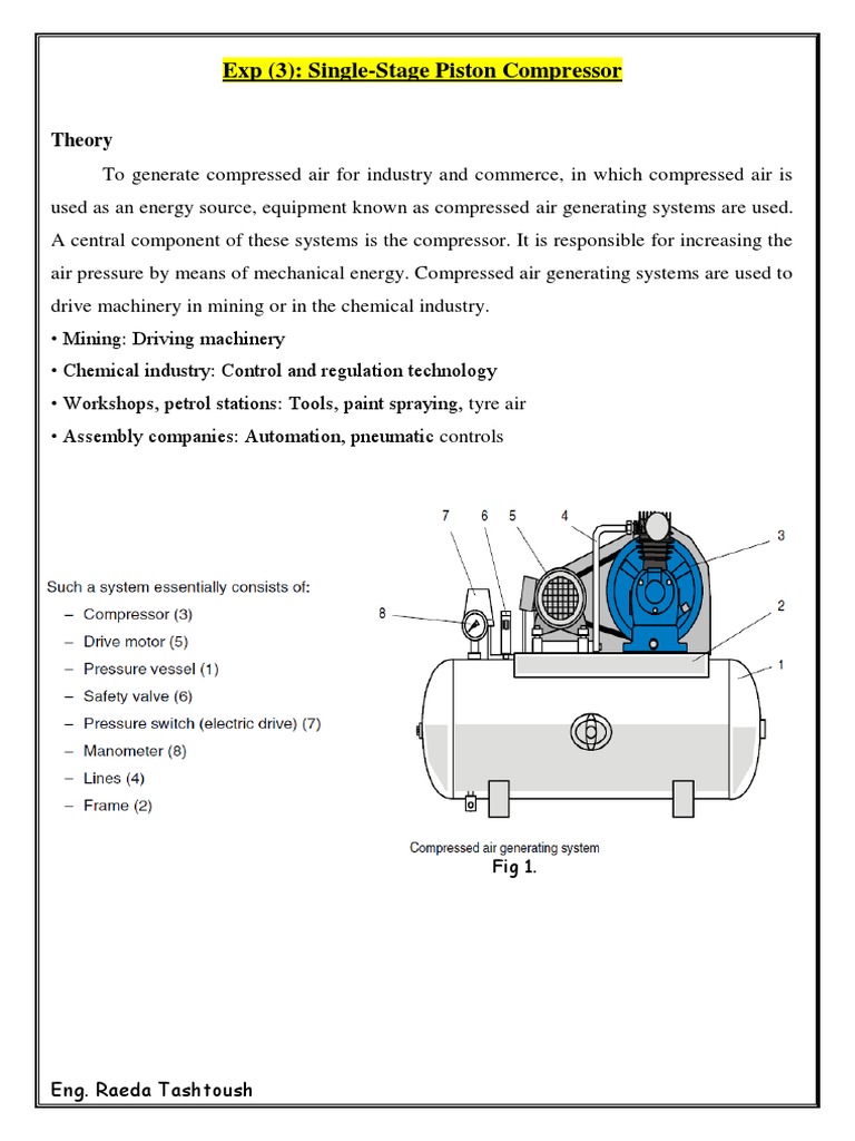Exp3 Single Stage Piston Compressor | PDF | Machines | Piston