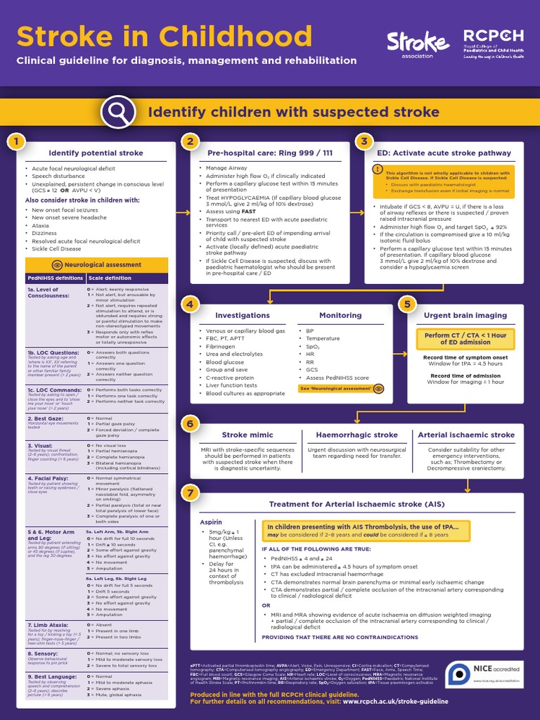 2017 Stroke in Childhood - Pathway Poster | PDF | Stroke | Neurological ...
