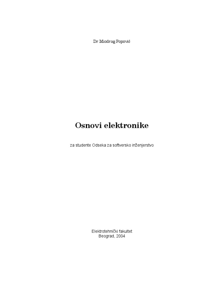 Miodrag Popovic - Osnove Elektronike PDF | PDF
