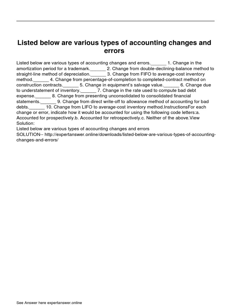 Accounting Changes & Errors Guide | PDF
