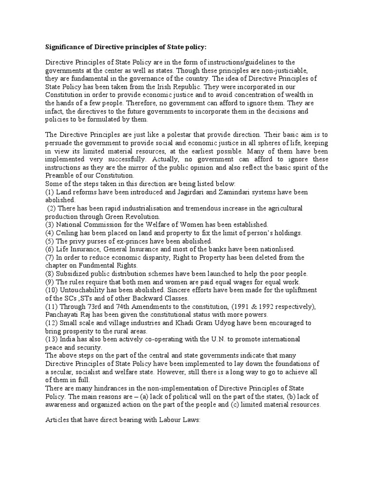 Importance of Directive Principles | PDF | Justice | Crime & Violence