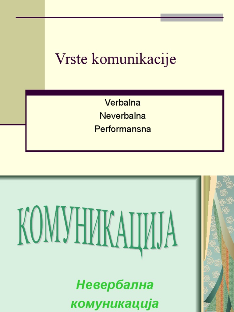 Vrste Komunikacija 2020 | PDF