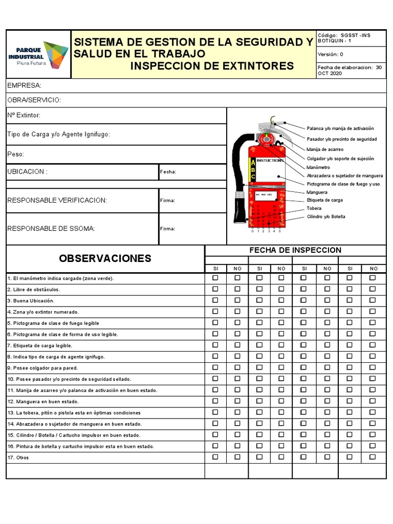 Formato Inspeccion de Extintores | PDF