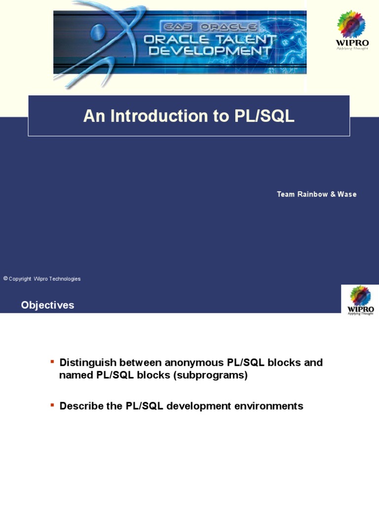 An Introduction To PL/SQL: Team Rainbow & Wase | Download Free PDF | Pl/Sql | Control Flow