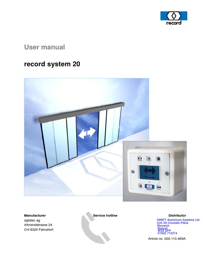 User Manual: Record System 20 | PDF | Door | Troubleshooting