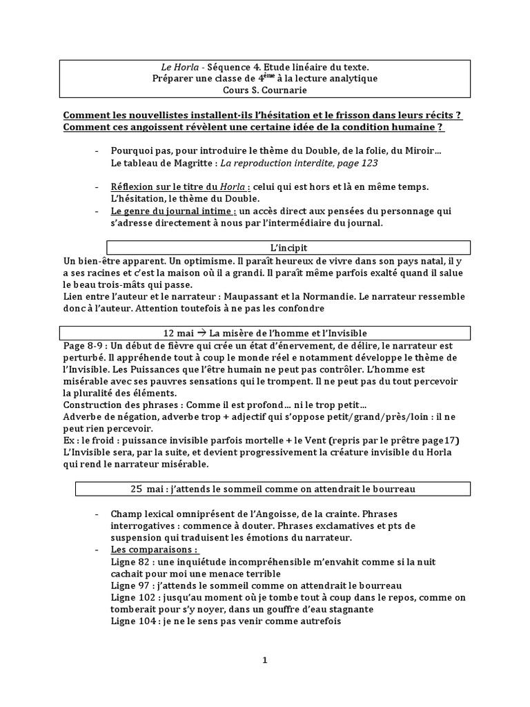Etude Lineaire Du Horla | PDF | Science | Science et technologie