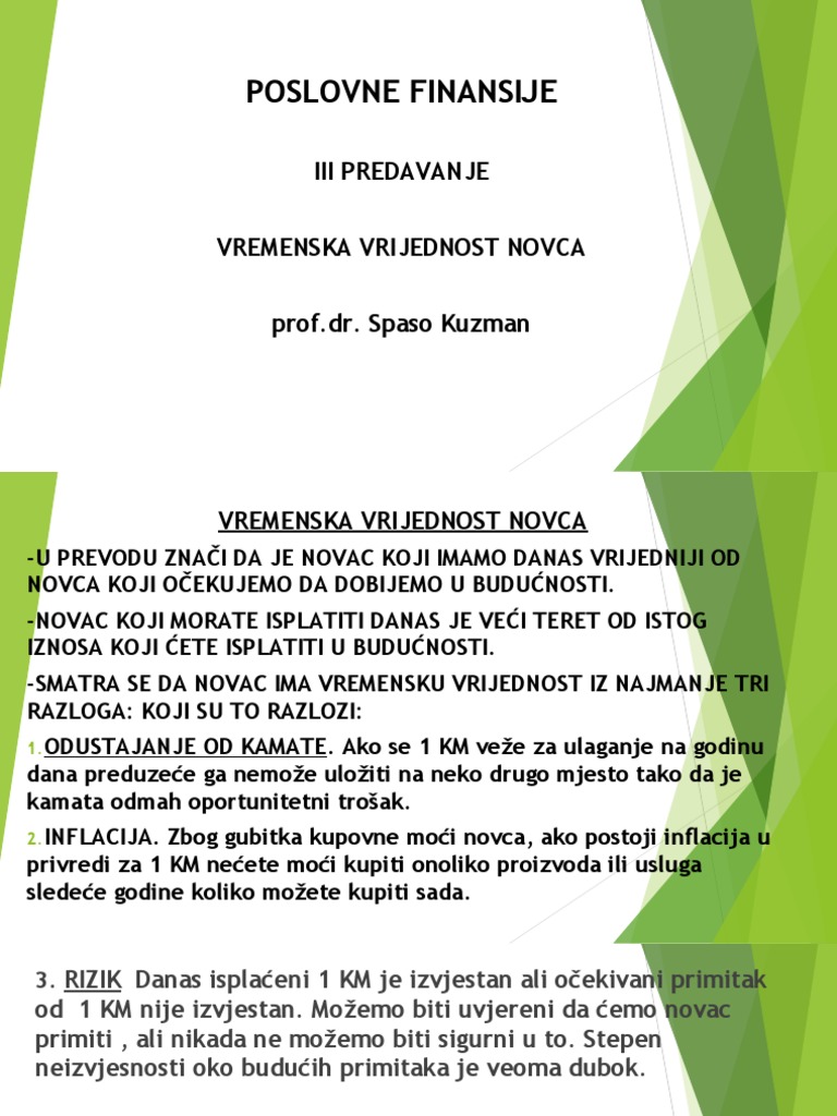 Vremenska Vrijednost Novca | PDF
