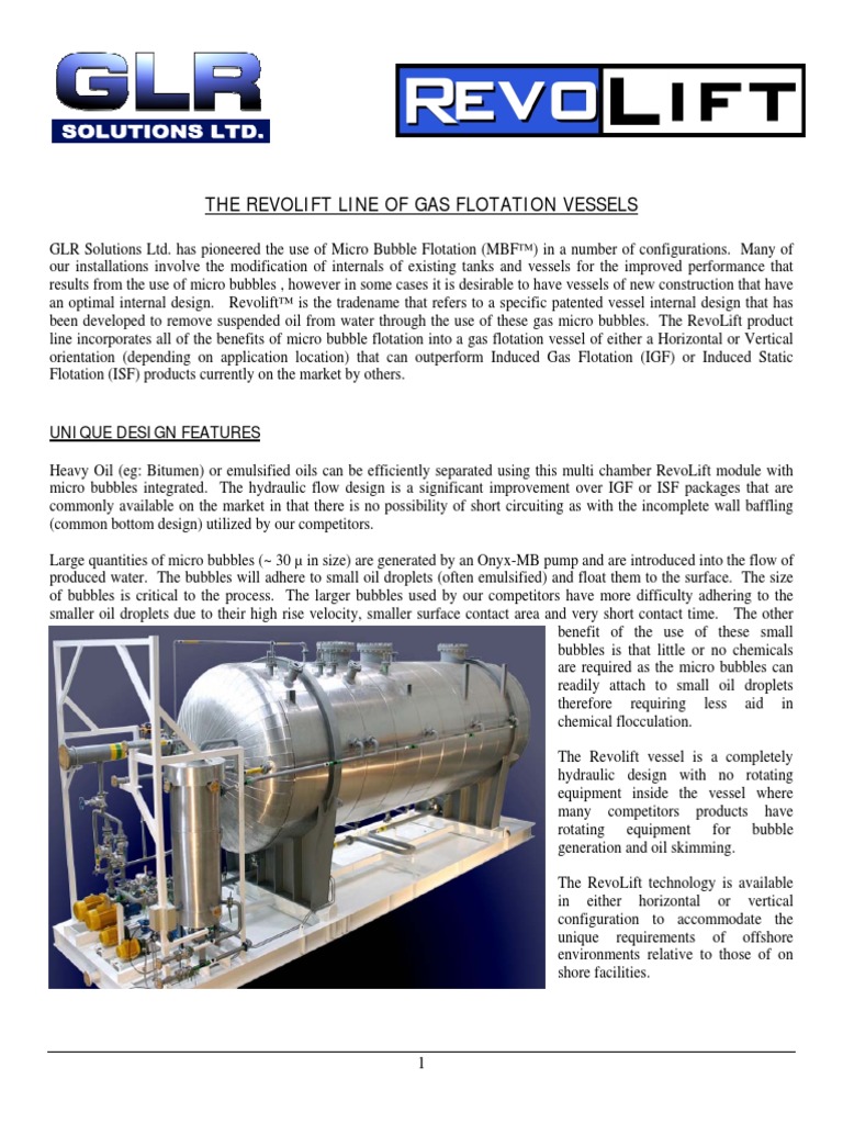 The Revolift Line of Gas Flotation Vessels: Unique Design Features ...