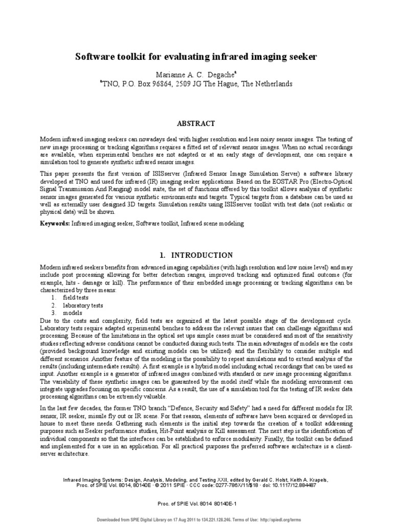 Software Toolkit For Evaluating Infrared Imaging Seeker | PDF ...