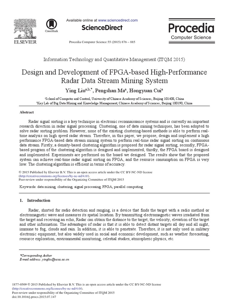 Design and Development of Fpga Based High Performance Radar Data Stream Mining System | PDF ...