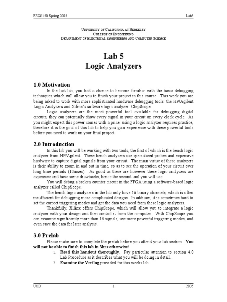 Using Logic Analyzers and ChipScope to Debug Counters: A Lab Guide on Harnessing Powerful ...