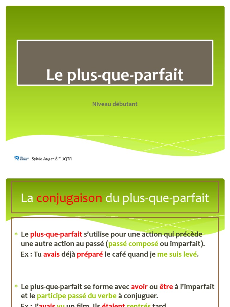 Conjugaison du Plus-Que-Parfait | PDF | Mécanique du langage ...