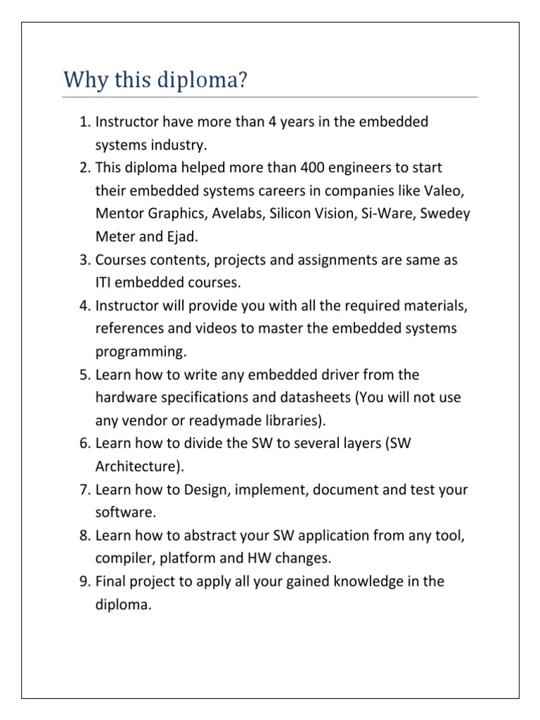 MT Embedded Diploma Contents | PDF | Embedded System | Microcontroller
