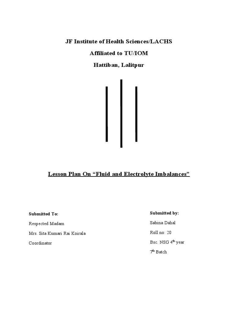 Class 2 Lesson Plan | PDF | Dehydration | Electrolyte