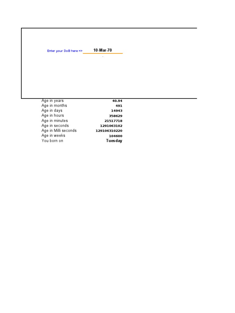 Age Calculator and Personality Traits | PDF