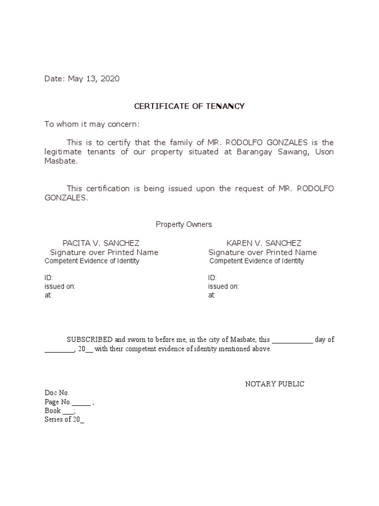 Certificate of Tenancy | PDF