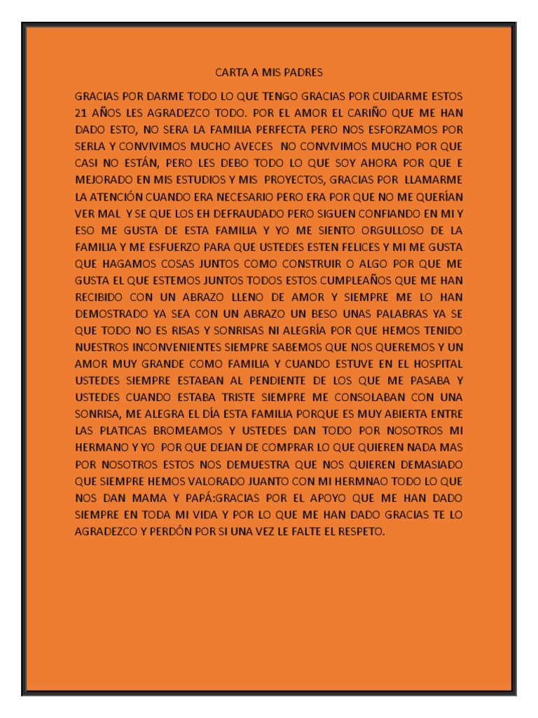 Carta A Mis Padres | PDF