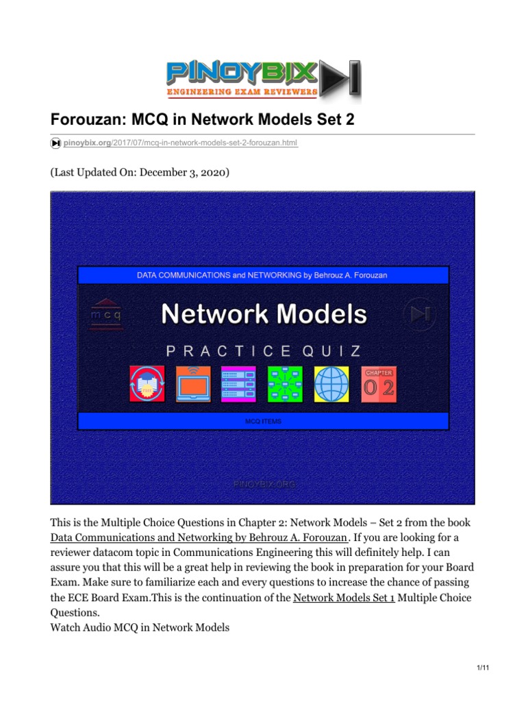Forouzan MCQ in Network Models Set 2 | PDF | Osi Model | Internet ...