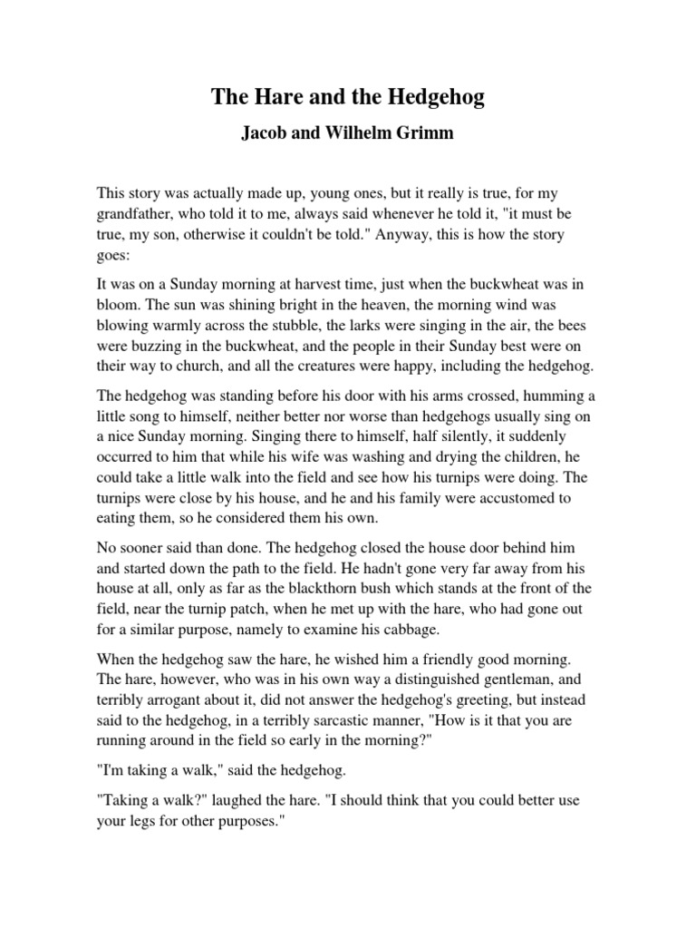 The Hare and The Hedgehog | PDF