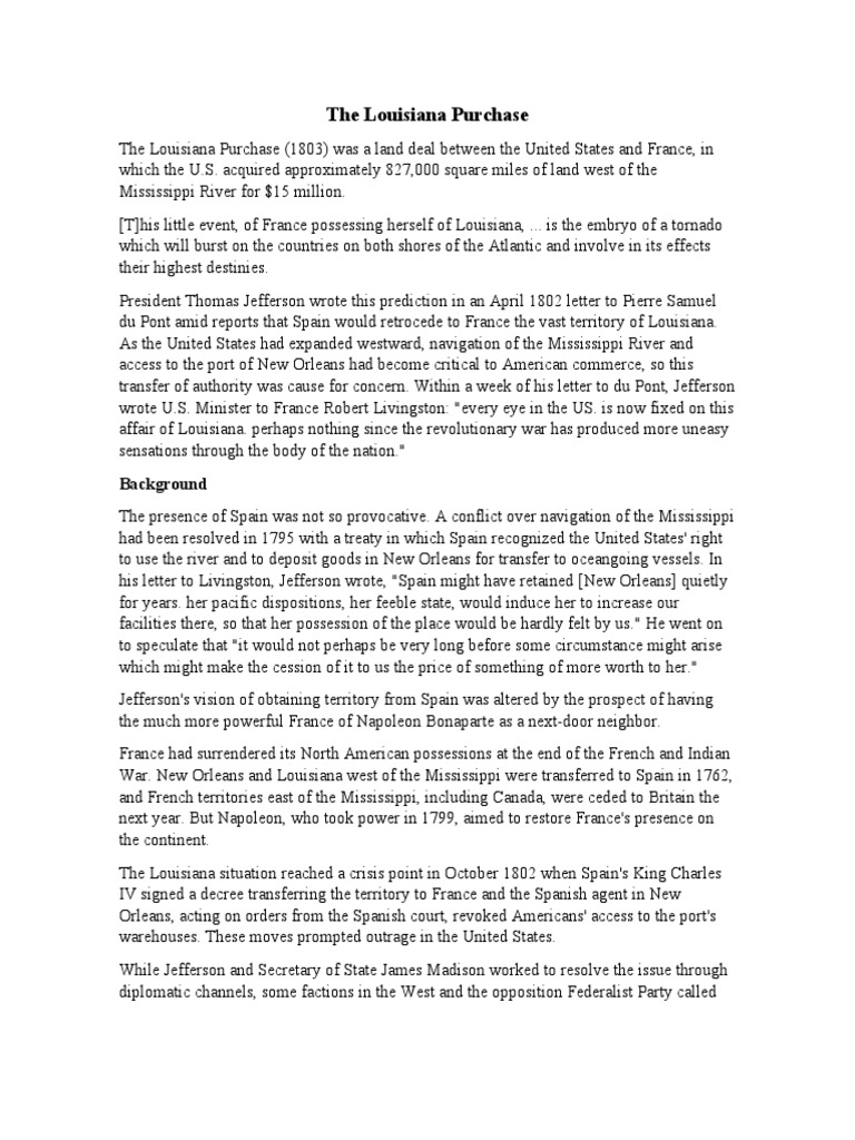 The Louisiana Purchase | PDF | Louisiana Purchase | James Monroe