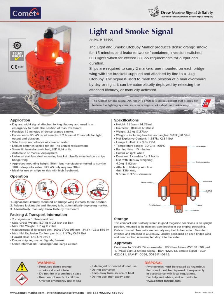 Comet Lifebuoy Light & Smoke Signal 9181600 | PDF | Manufactured Goods ...