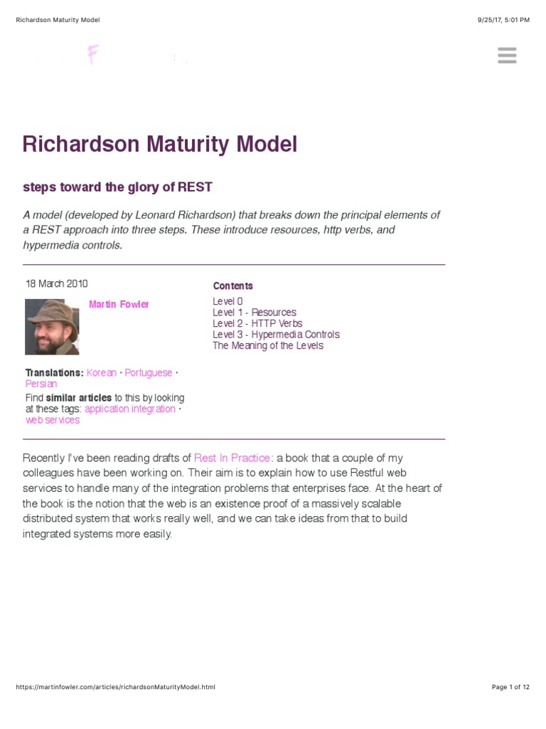 Richardson Maturity Model | PDF | Hypertext Transfer Protocol | Uniform Resource Identifier