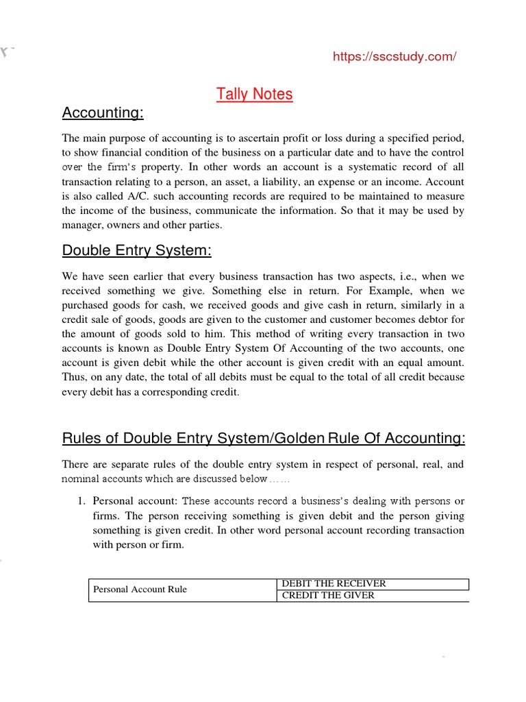 Tally Notes Computer Training - Sscstudy PDF | PDF | Debits And Credits ...