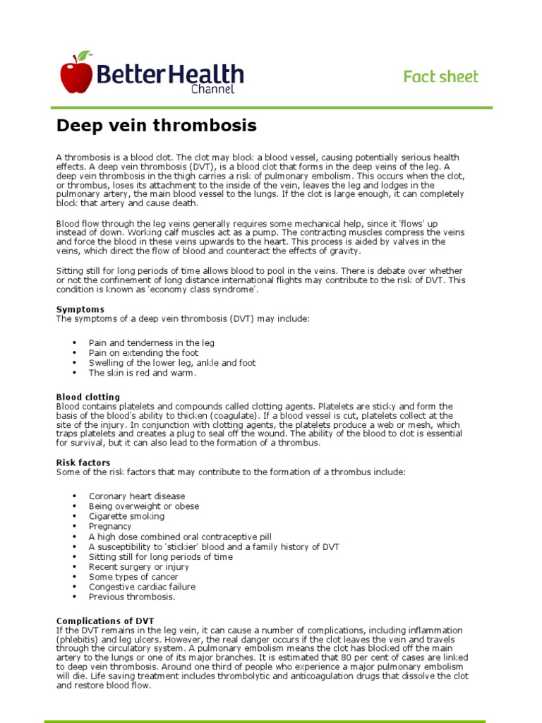 DVT Notes | PDF | Thrombosis | Vein