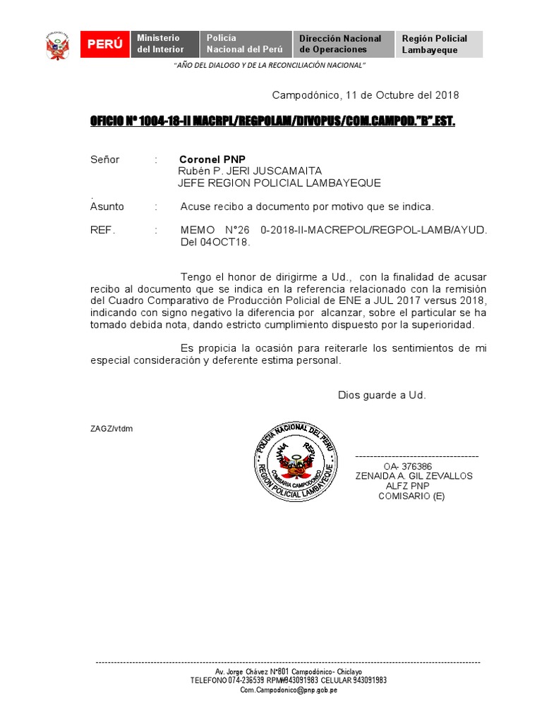 Acuse de Recibo en Comisaría Campodónico | PDF | Seguridad nacional ...