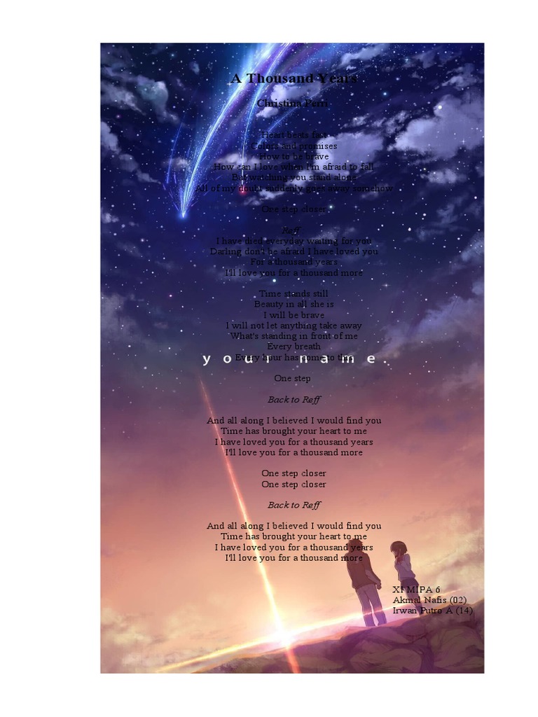 A Thousand Years Lyrics Analysis | PDF