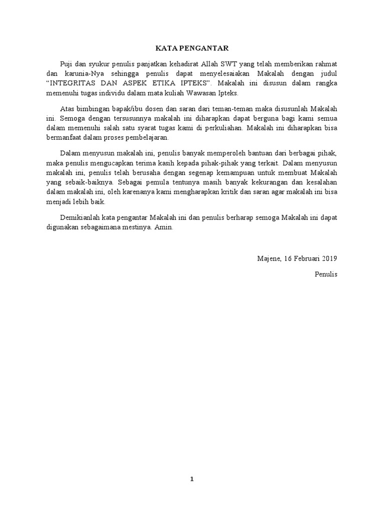 Makalah Integritas Dan Aspek Etika Ipteks | PDF