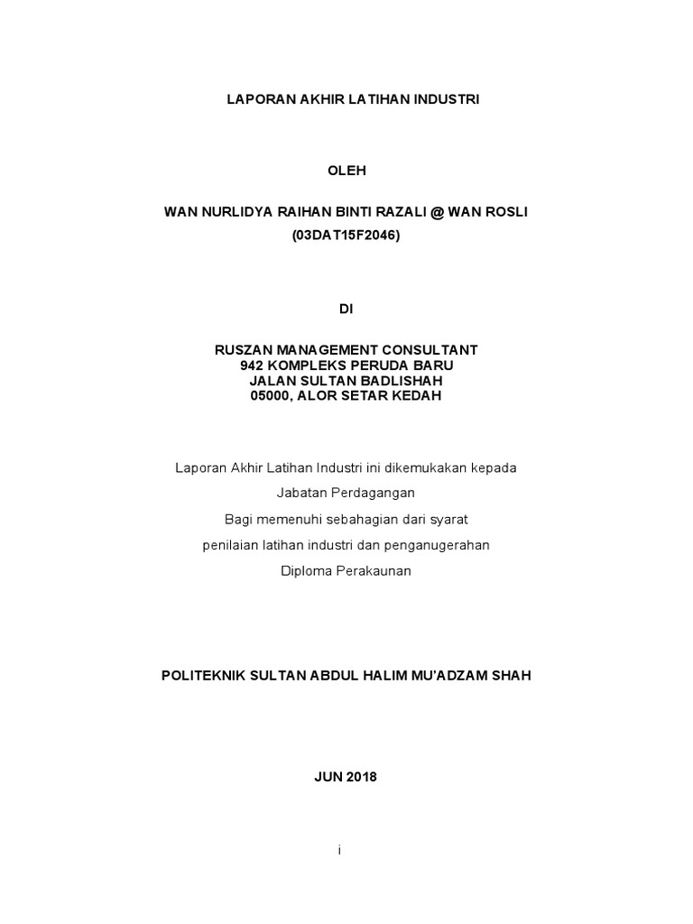 Laporan Akhir Latihan Industri | PDF