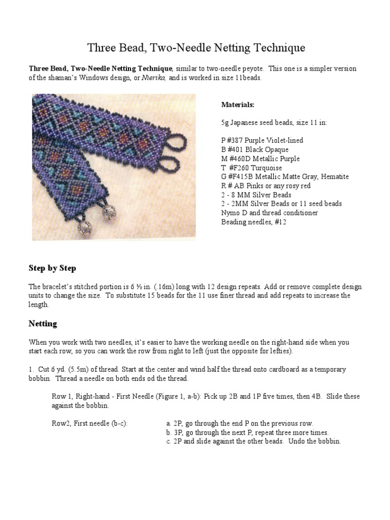 Two Needle Net Stitch | PDF | Bead | Jewellery Components